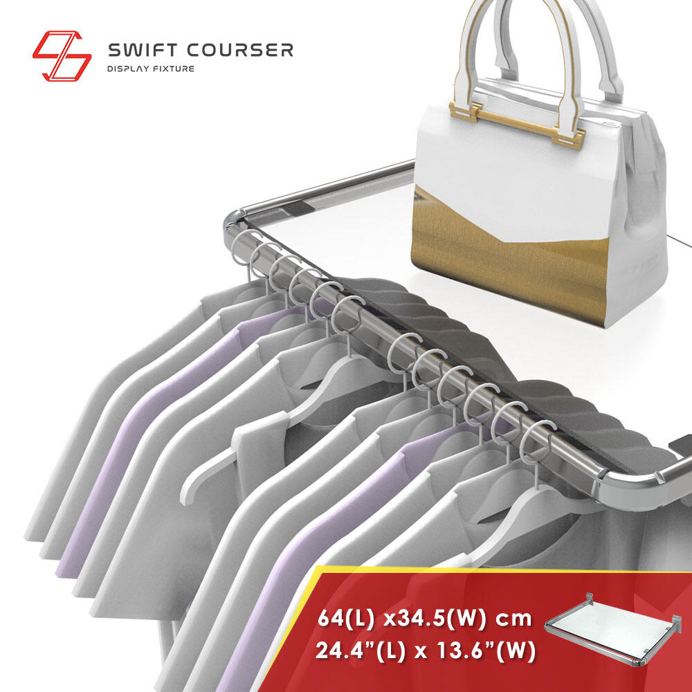 Slatwall Floating Glass Shelf With Hang Rail - Swift Courser