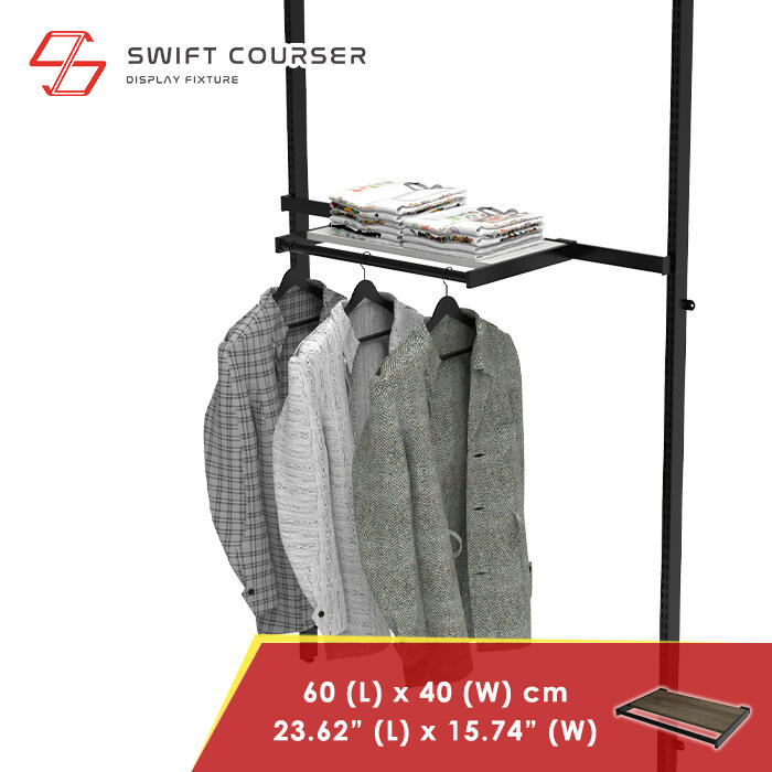 Wooden Shelf Hang-rail for Rectangular Crossbar